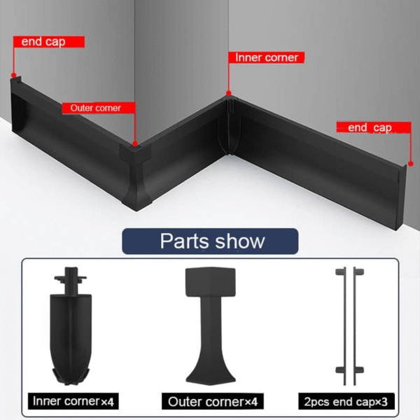 40mm Aluminum Skirting Board LED Profile for Strip Lights Black Gold ...