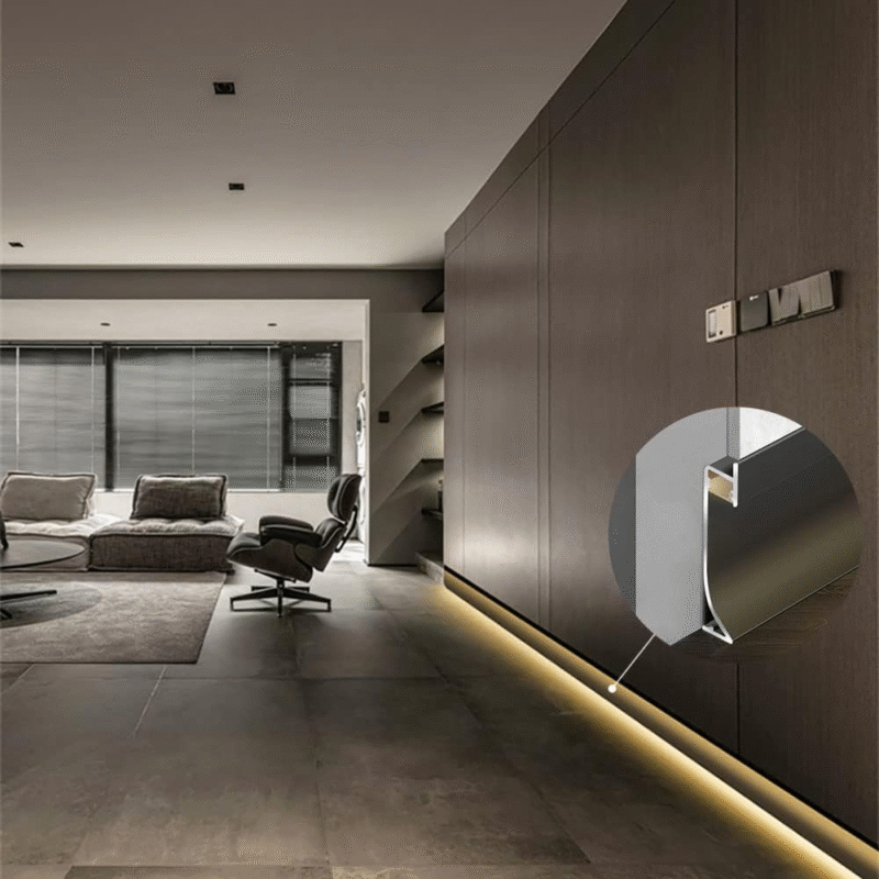 40mm Aluminum Skirting Board LED Profile for Strip Lights Black Gold ...