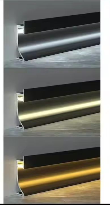 40mm Aluminum Skirting Board LED Profile for Strip Lights Black Gold ...